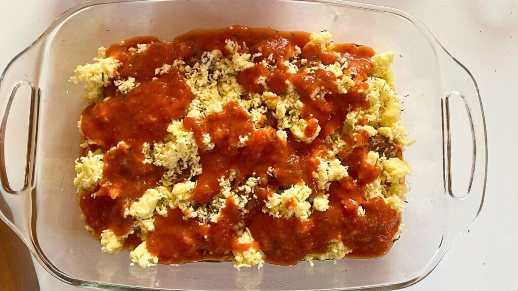 Easy Baked Meatball Parmesan Casserole - KitchenVile